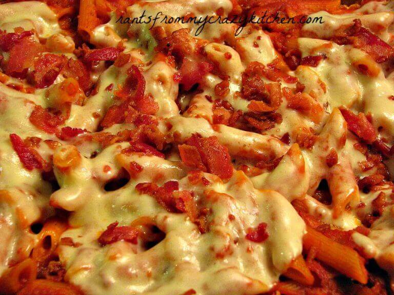 Bacon Provolone Penne Pasta Bake - Rants From My Crazy Kitchen